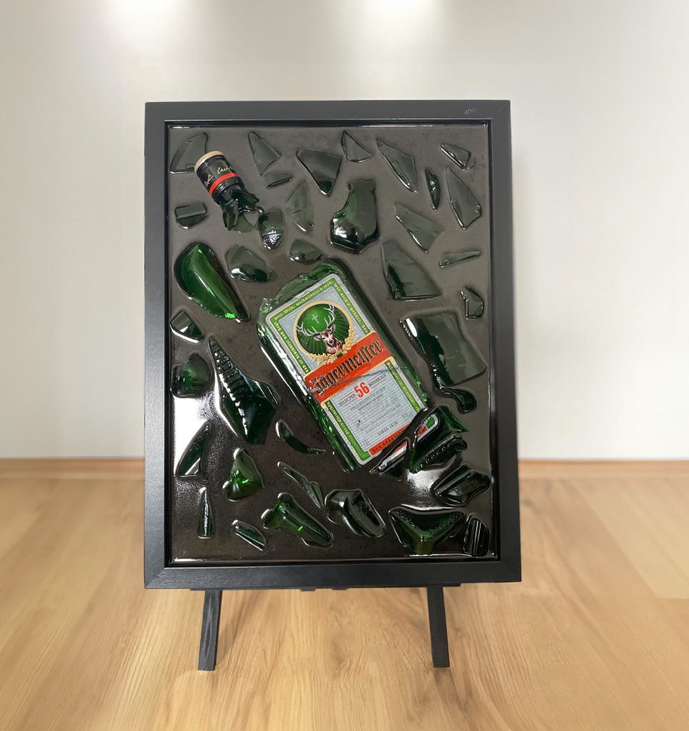 Jägermeister Bottle Frame Art ONE - MOSFRAME - Broken Bottle Art