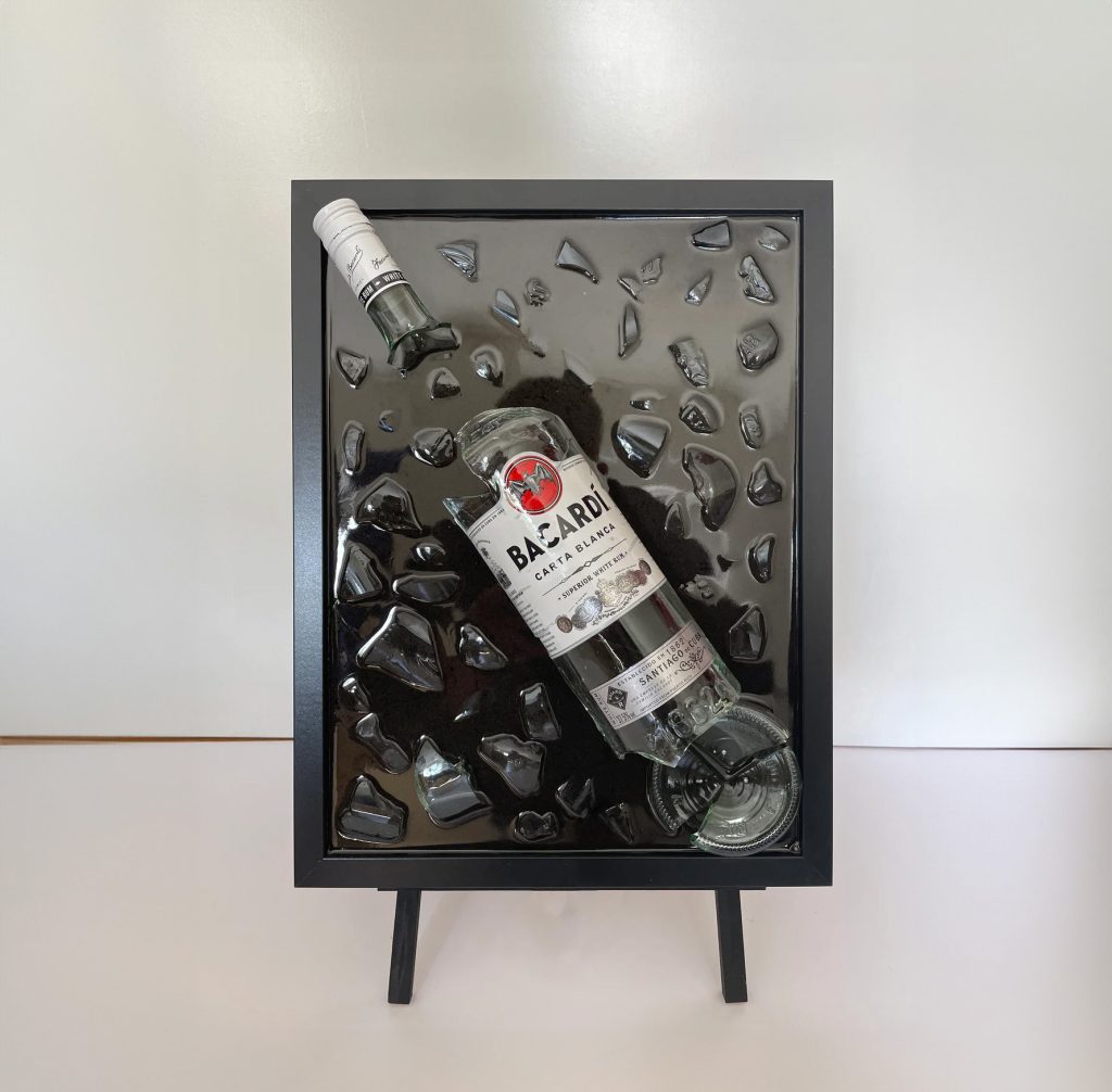 Bacardi Bottle Frame Art II - MOSFRAME - Broken Bottle Art